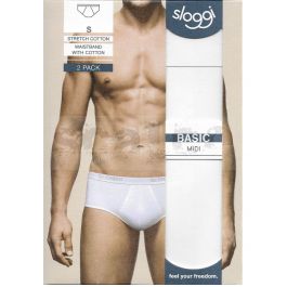 SLIP UOMO SLOGGI MEN MIDI BASIC CONFEZIONE 2 PZ BIANCO NERO